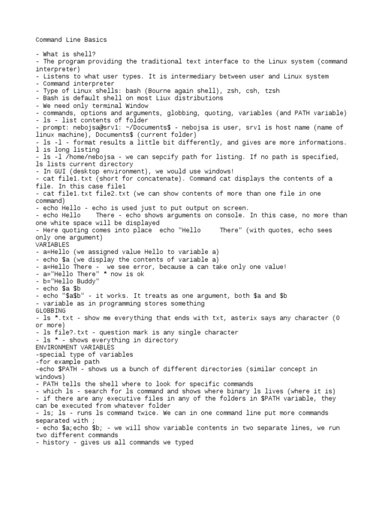 Cas Command Line Basics Pdf Command Line Interface Directory Computing