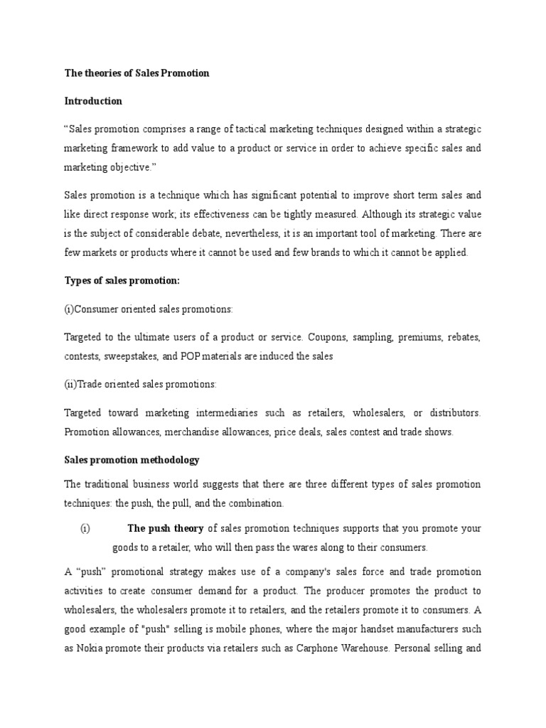 The Theories of Sales Promotion | PDF | Reinforcement | Sales