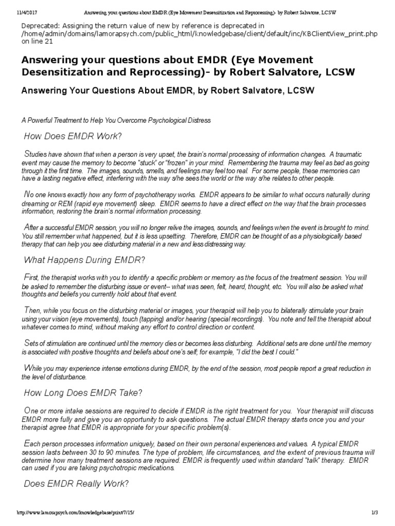 Answering Your Questions About EMDR (Eye Movement Desensitization and ...