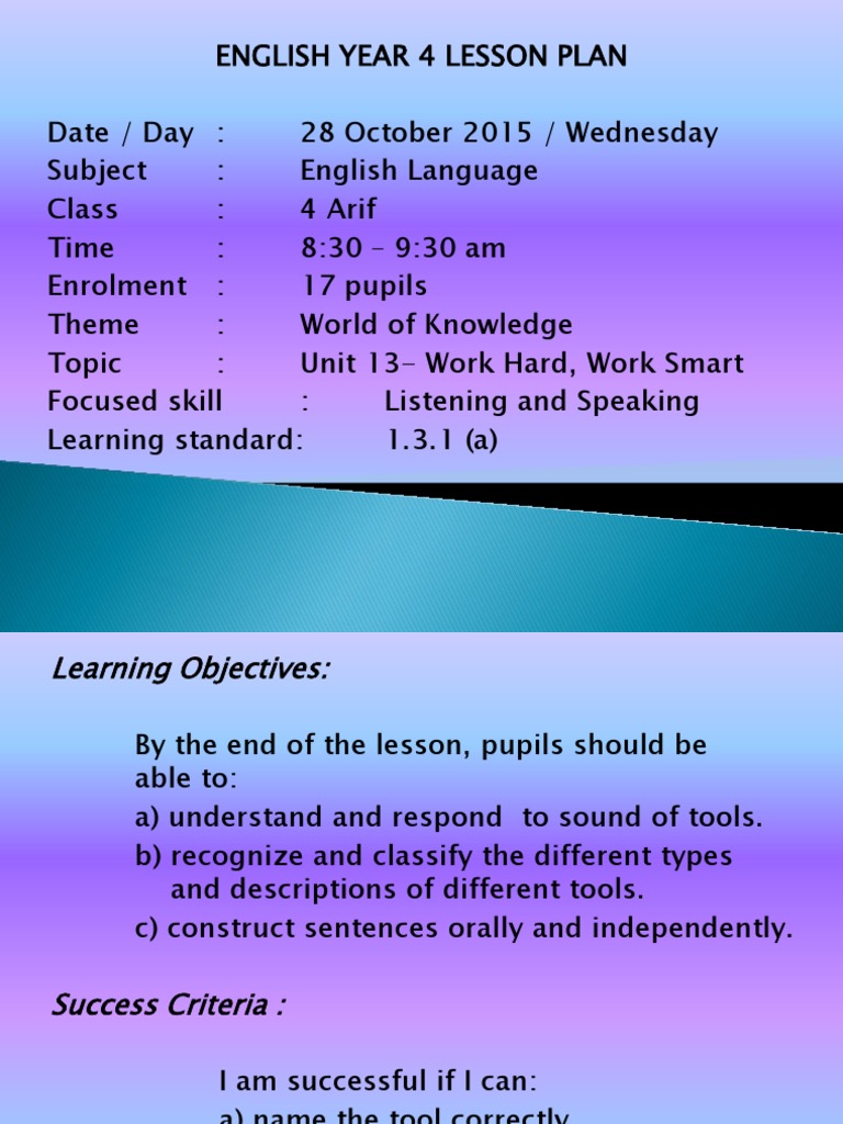 Lesson Plan Listening & Speaking | PDF | Lesson Plan | Cognition