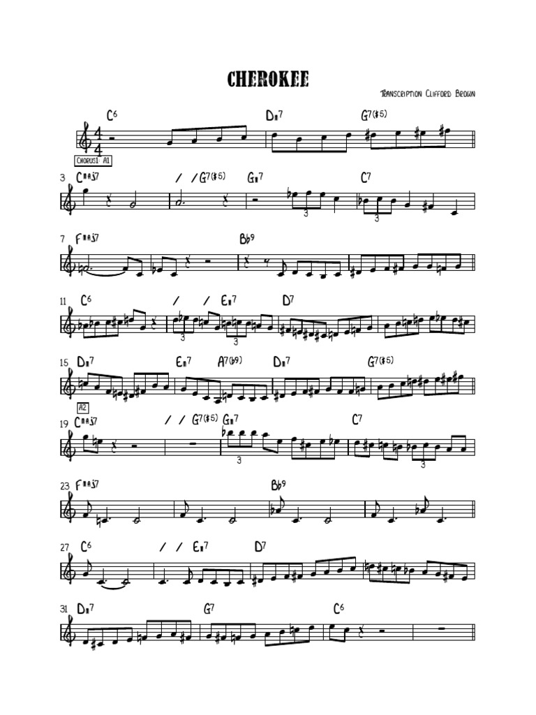 Cherokee-Transcription-A Solo - Chord PDF | PDF | Sports