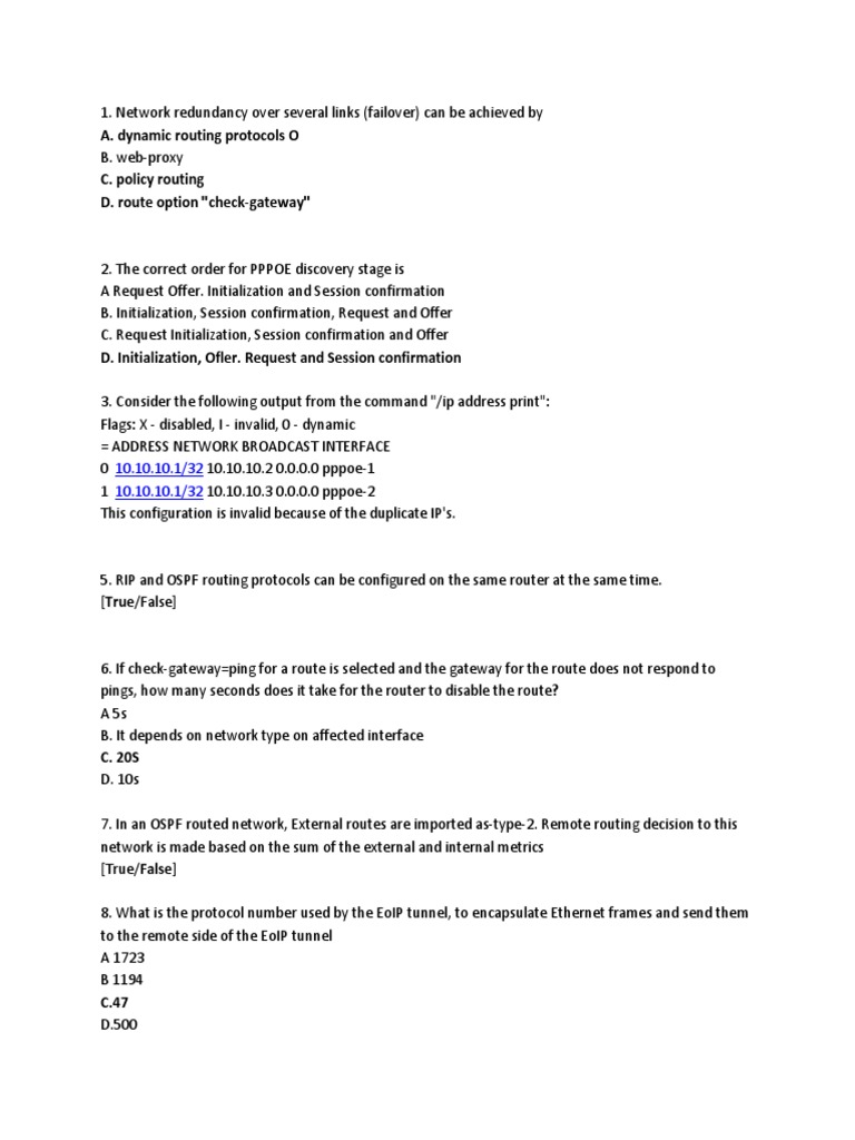 Networking Fundamentals Practice Questions | PDF | Router (Computing) | Routing