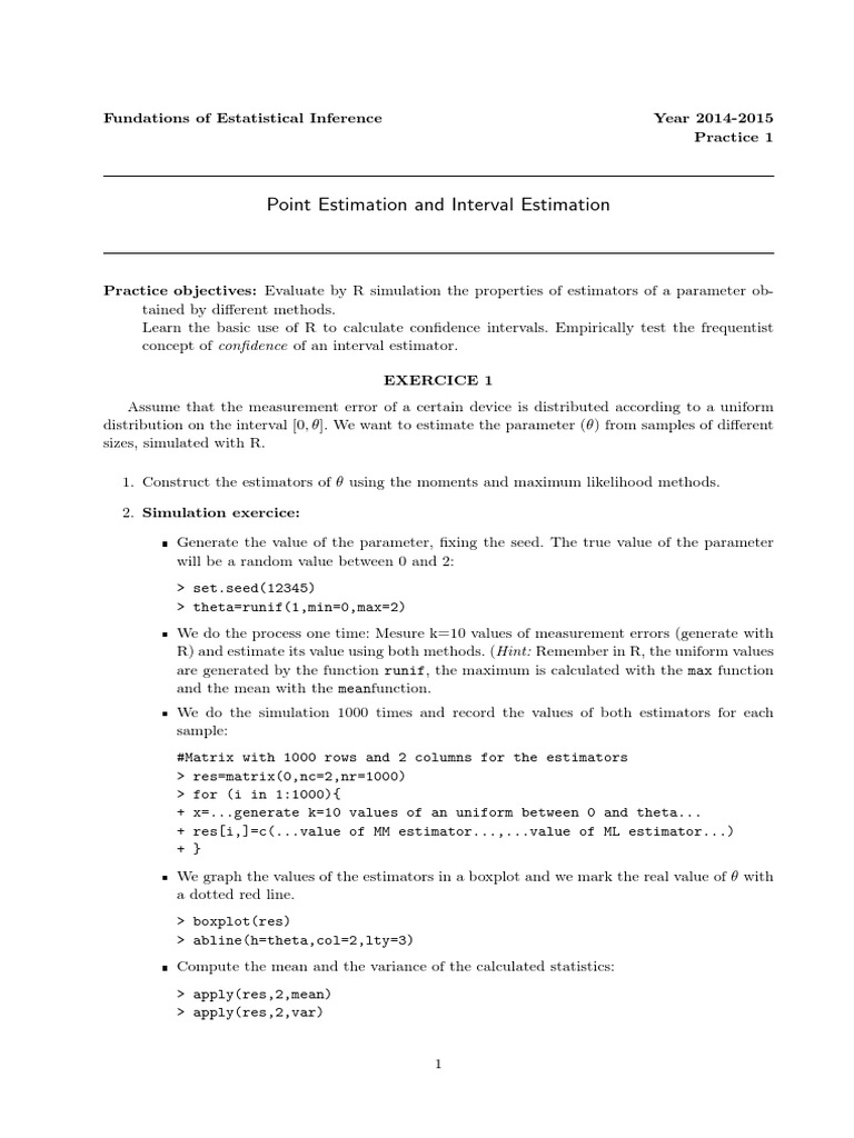 Point Estimation and Interval Estimation | Download Free PDF | Estimator | Standard Deviation