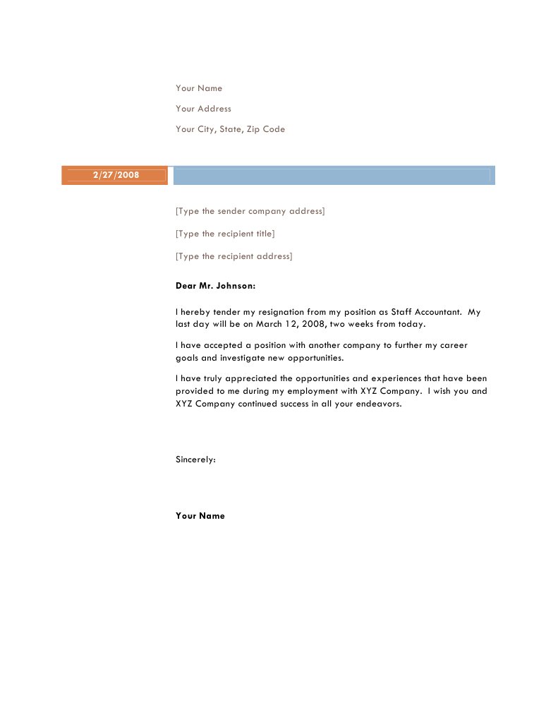 Accountant Resignation Letter Sample | PDF | Written Communication ...