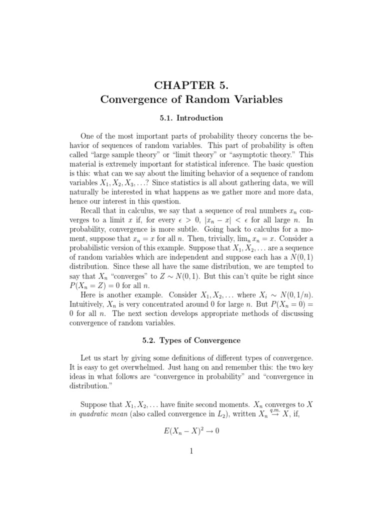Convergence of Random Variables | PDF | Normal Distribution ...