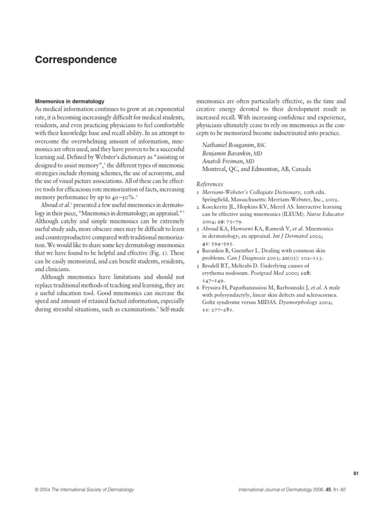 Mnemonics in Dermatology | PDF | Systemic Lupus Erythematosus | Mnemonic