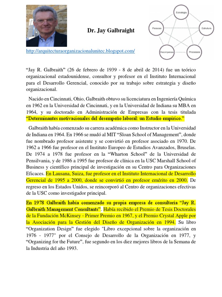 Legado de Jay R. Galbraith en Diseño Organizacional | PDF | Toma de ...