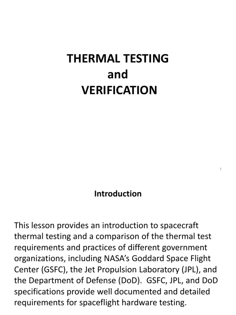 Spacecraft Thermal Testing Overview | PDF | Science | Space Programme