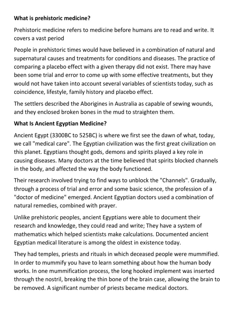 What Is Prehistoric Medicine | PDF | Ancient Egypt | Medicine