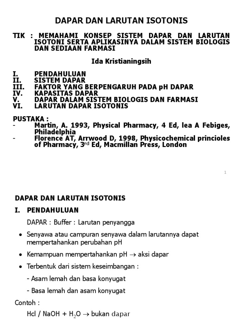 Dapar dan Larutan Isotonis dalam Farmasi | PDF