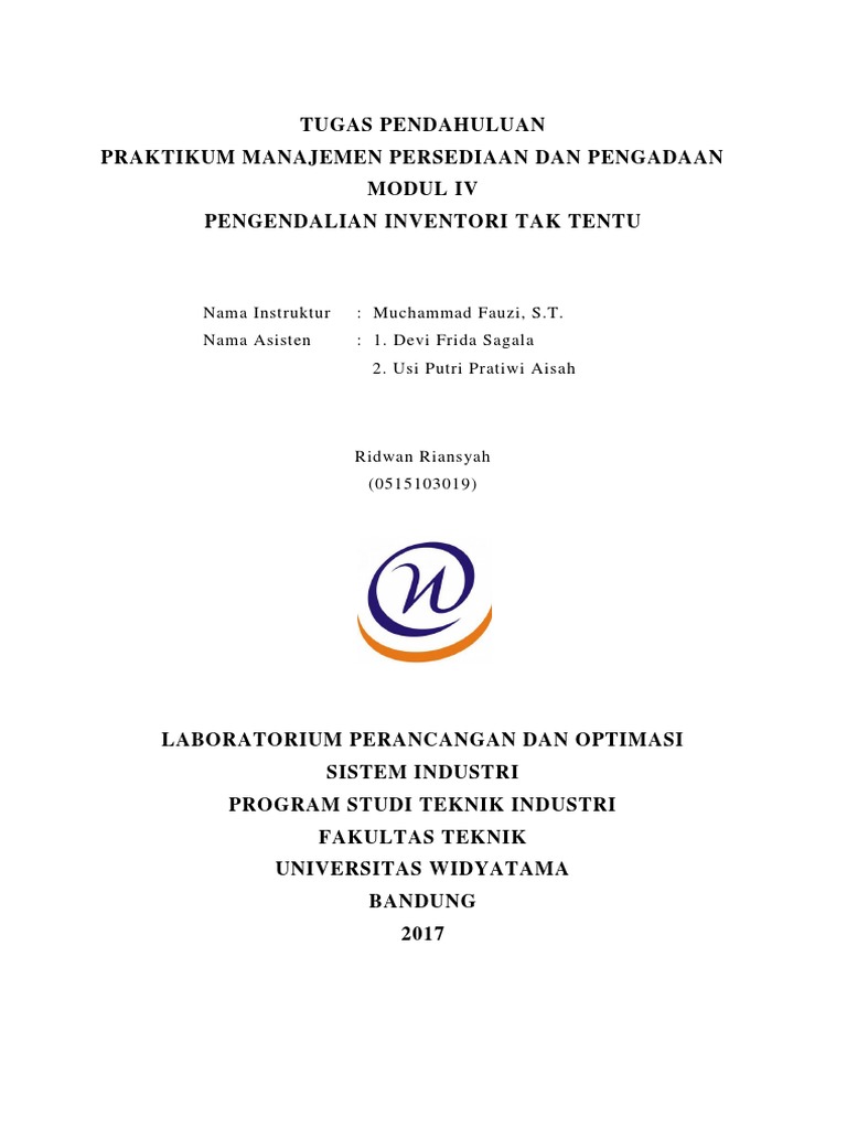 Modul 4 - Tugas Pendahuluan Inventori Tak Tentu | PDF | Komputer