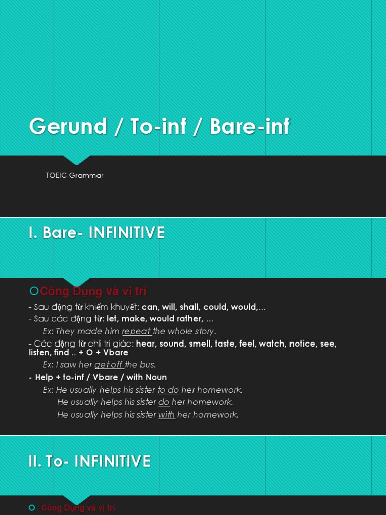 Gerund Vs To-Inf Vs Bare-Inf | PDF