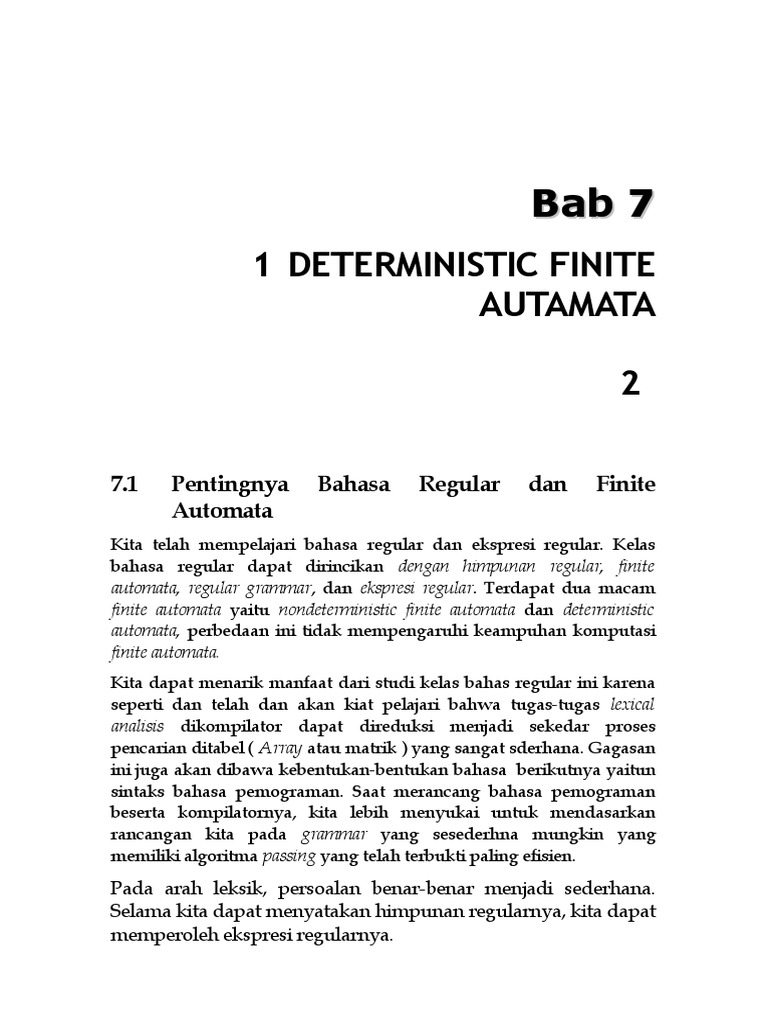 Bab 7 Teori Bahasa Otomata | PDF