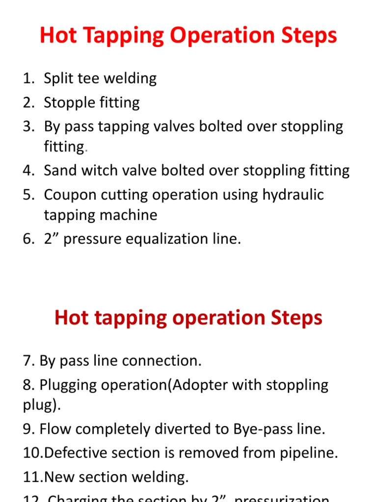 Hot Tapping Operation Steps | PDF