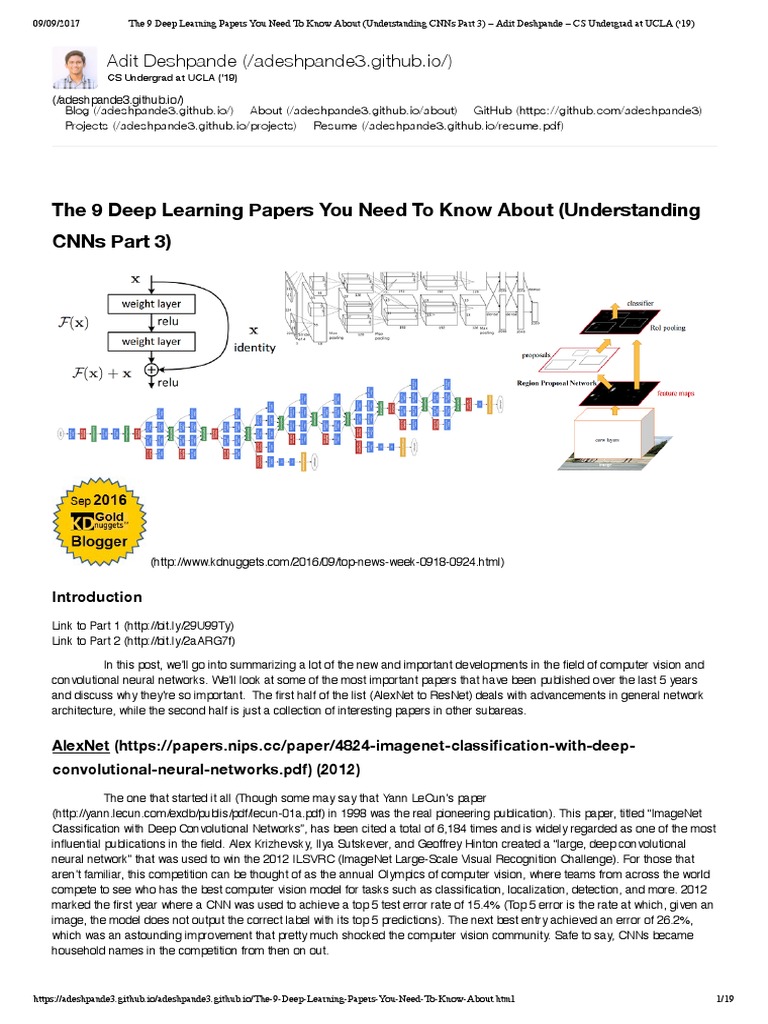 Key Deep Learning Papers Overview | PDF | Deep Learning | Artificial ...