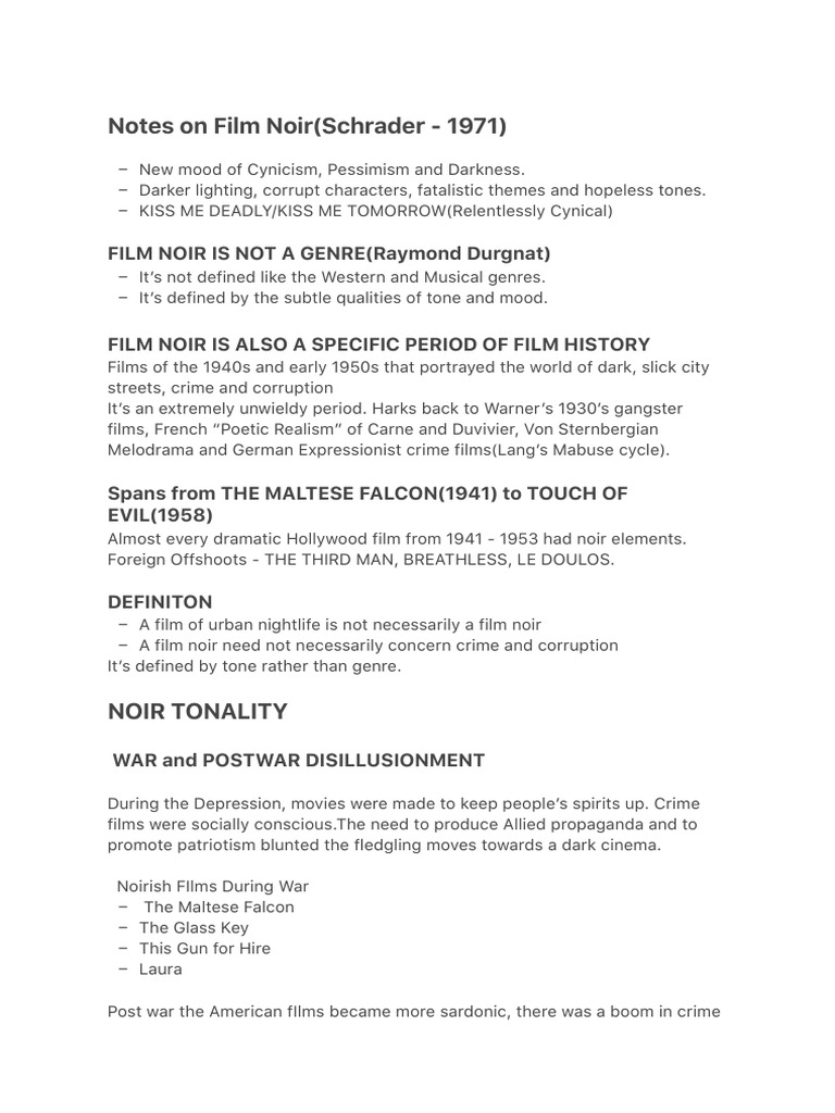 Film Noir: A Comprehensive Exploration of the Mood, Styles, Themes, and ...
