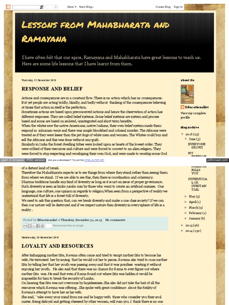 Lessons From Mahabharata and Ramayana | PDF | Sita | Rama