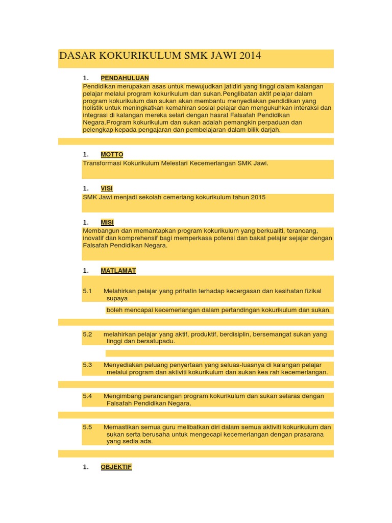 Dasar Kokurikulum | PDF