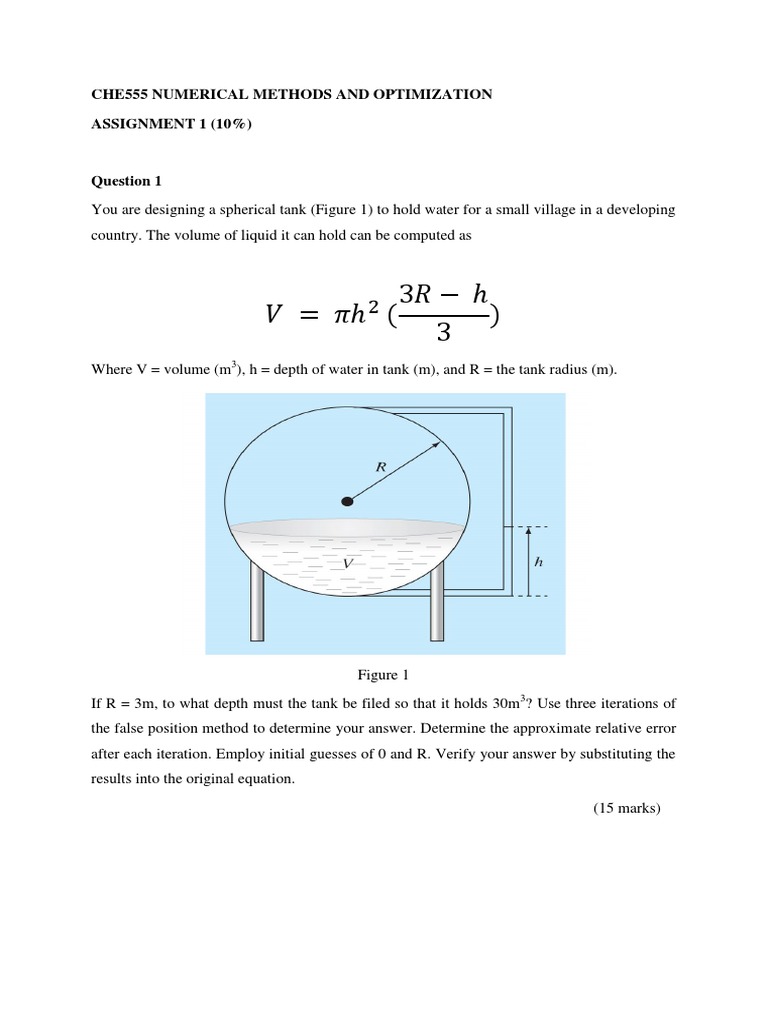 CHE555 NUMERICAL METHODS ASSIGNMENT 1 | PDF | Integrated Circuit | Numerical Analysis