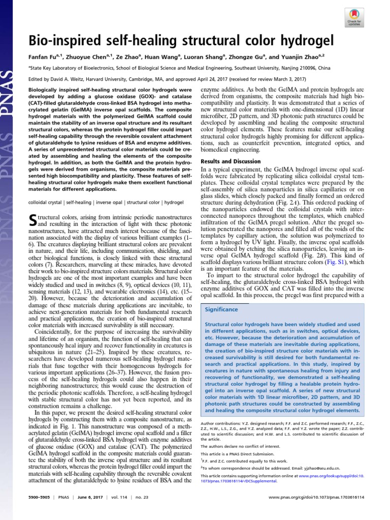 Bio-Inspired Self-Healing Structural Color Hydrogel: Significance | PDF ...