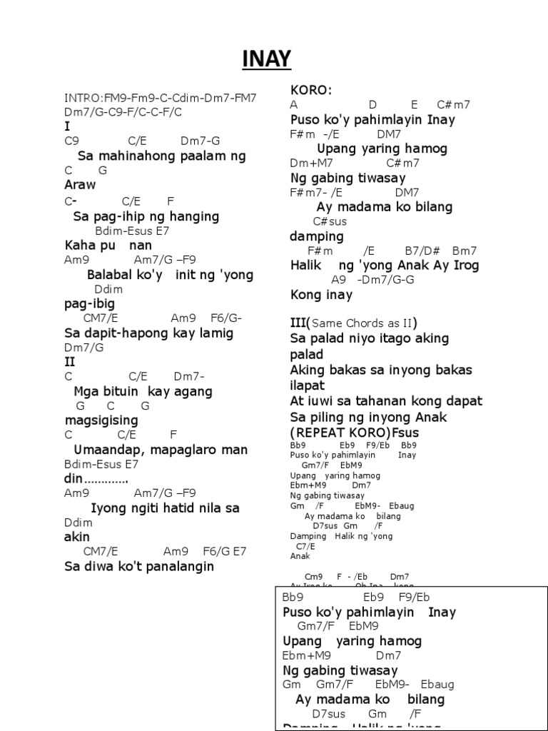 INAY Lyrics and Chords | PDF