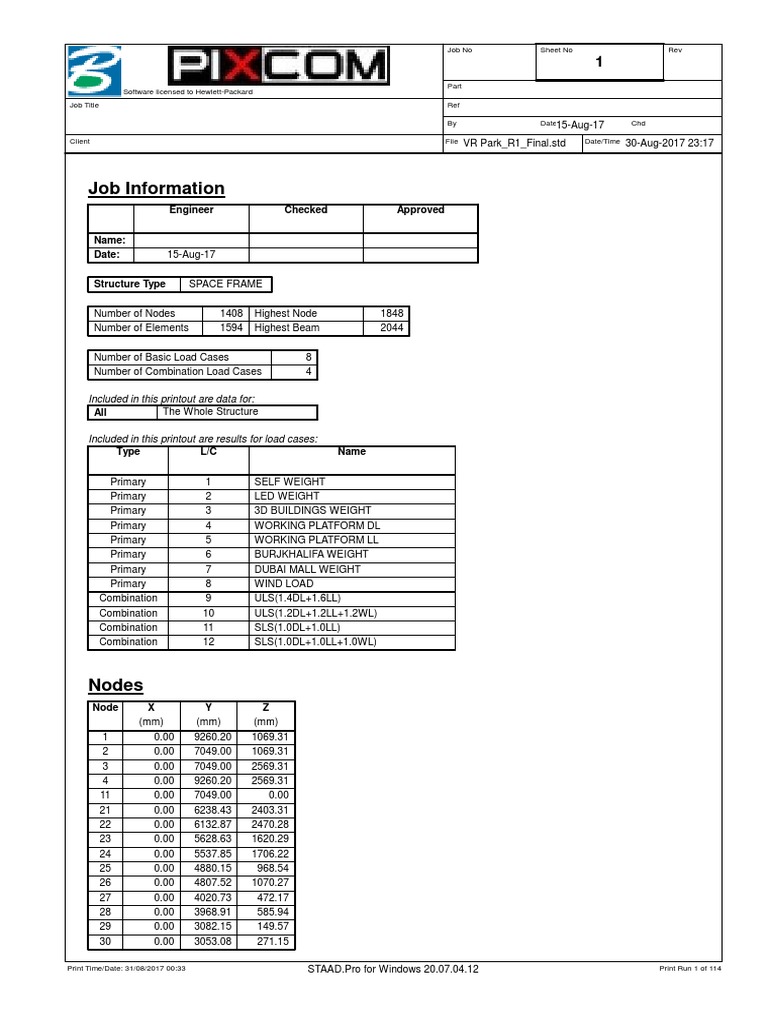 Staad Report | PDF | Computing And Information Technology