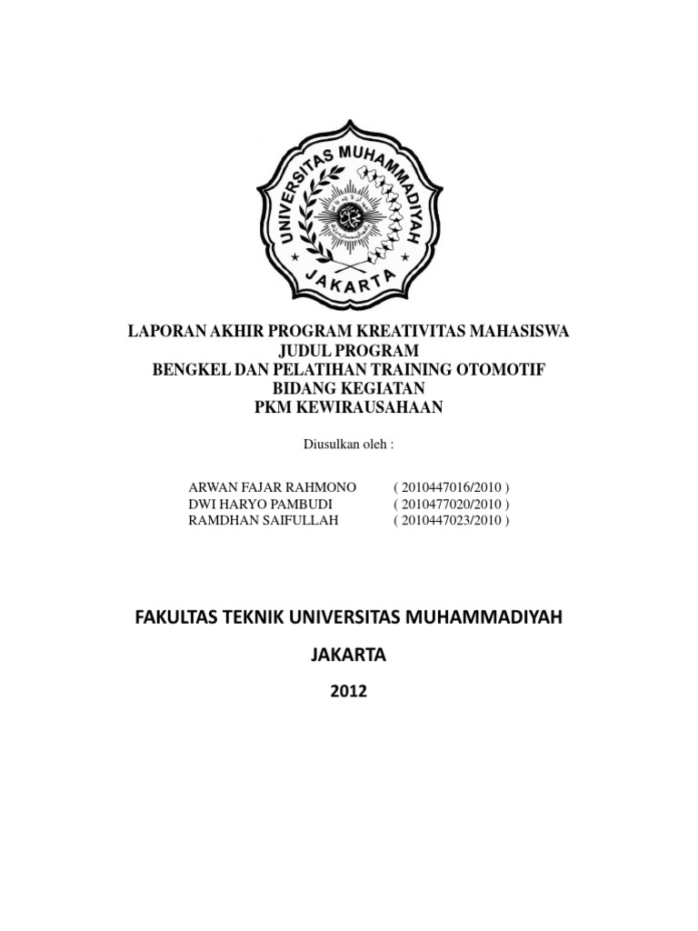 PKMK Bengkel Dan Pelatihan Otomotif | PDF