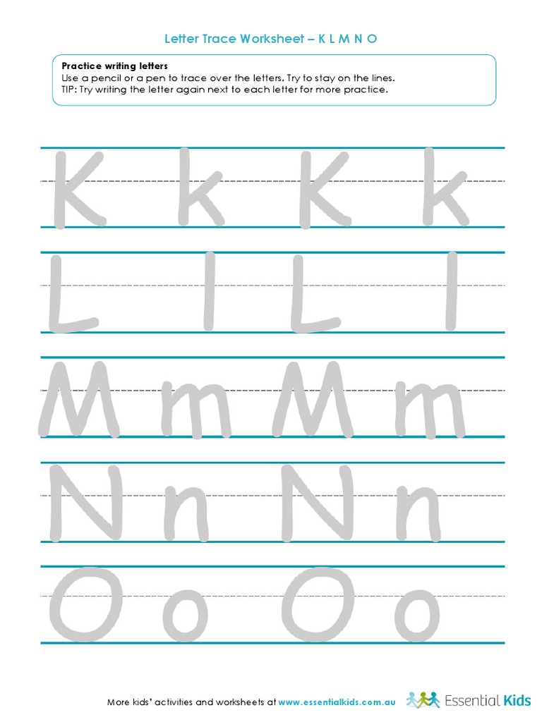 LetterTrace Klmno PDF | PDF