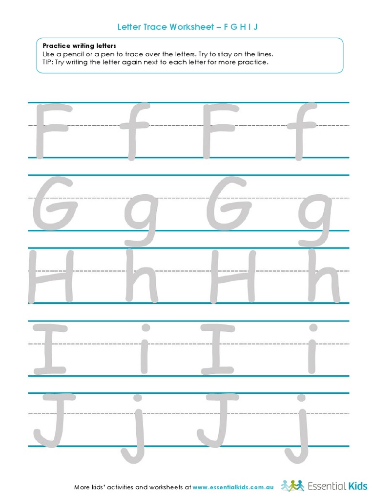 LetterTrace Fghij PDF | PDF | Writing Implements | Stationery