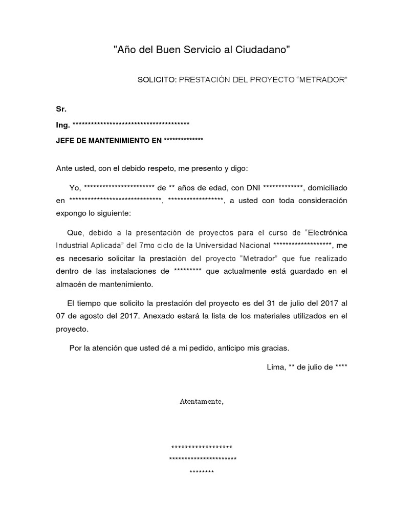 Modelo de Solicitud para Proyecto | PDF