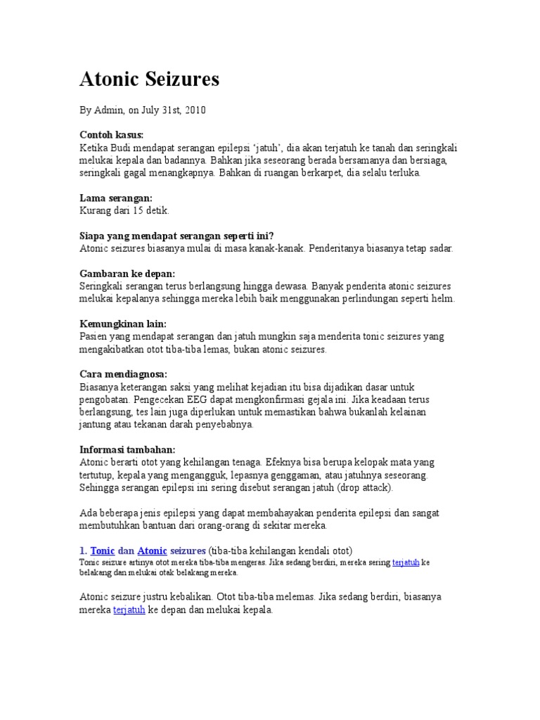 Atonic Seizures | PDF