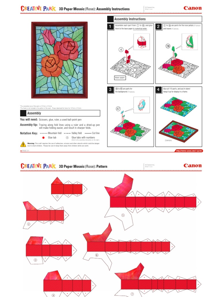 3d Papirni Mozaik Ruze PDF | PDF | Art Media | Materials