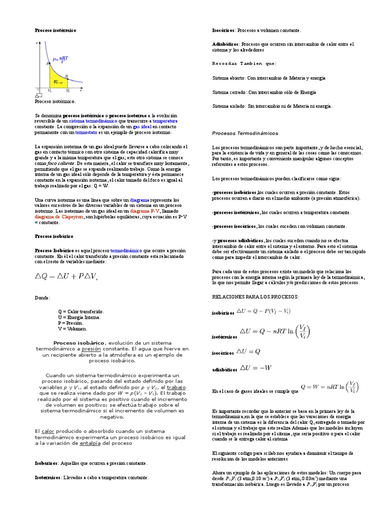 Proceso Isotérmico | PDF | Capacidad calorífica | Gases