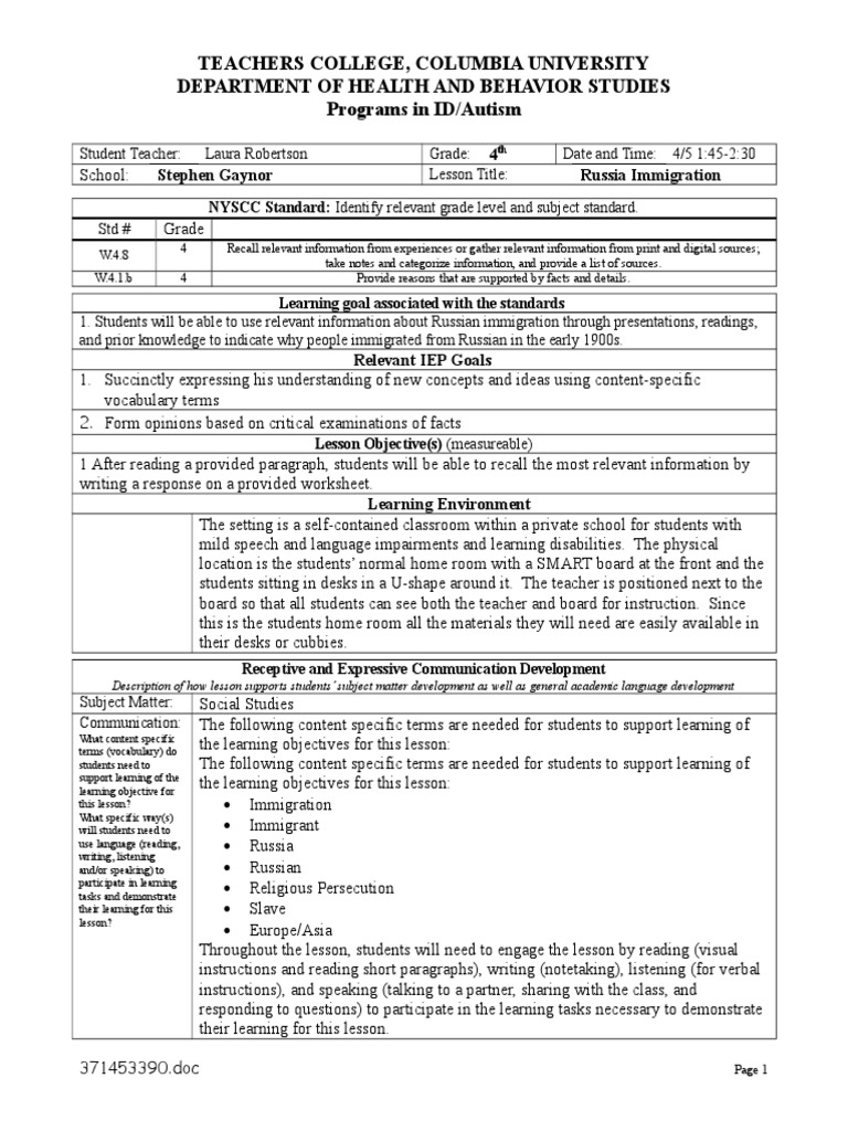 Teachers College, Columbia University Department of Health and Behavior ...