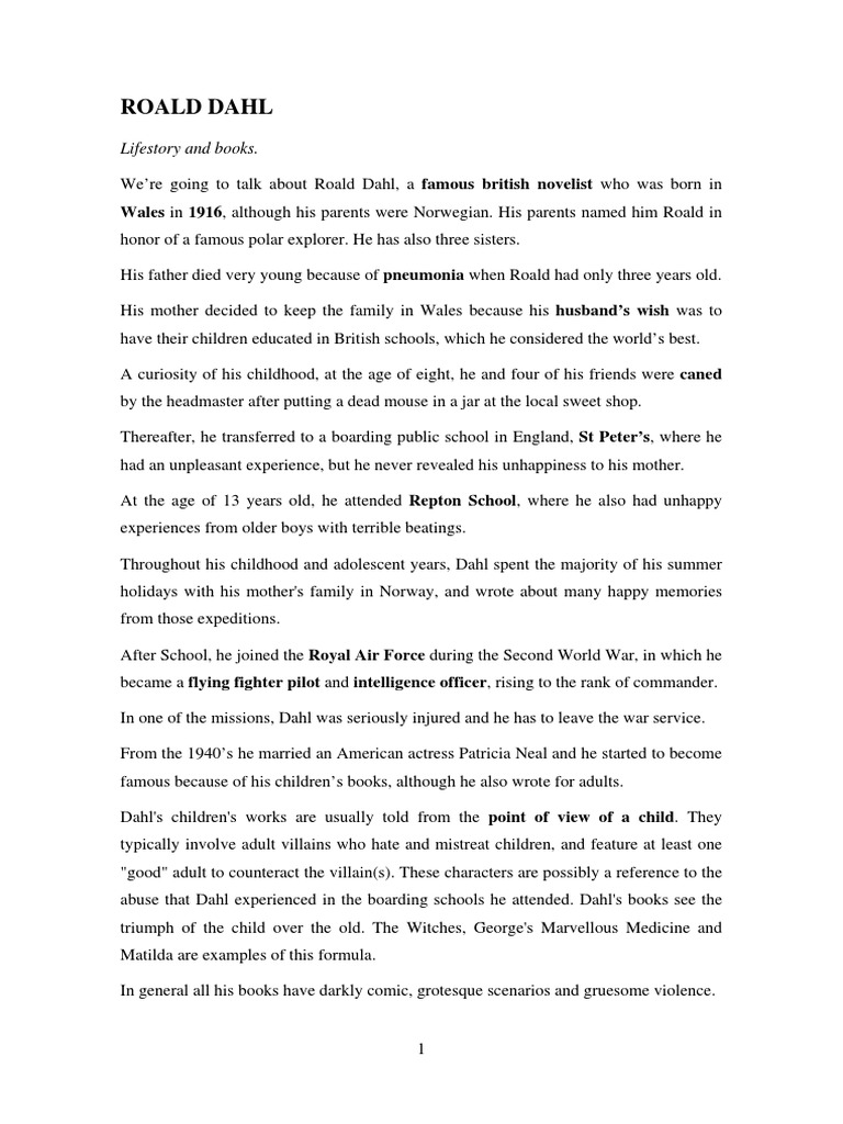 Roald Dahl: Lifestory and Books | PDF | General Fiction