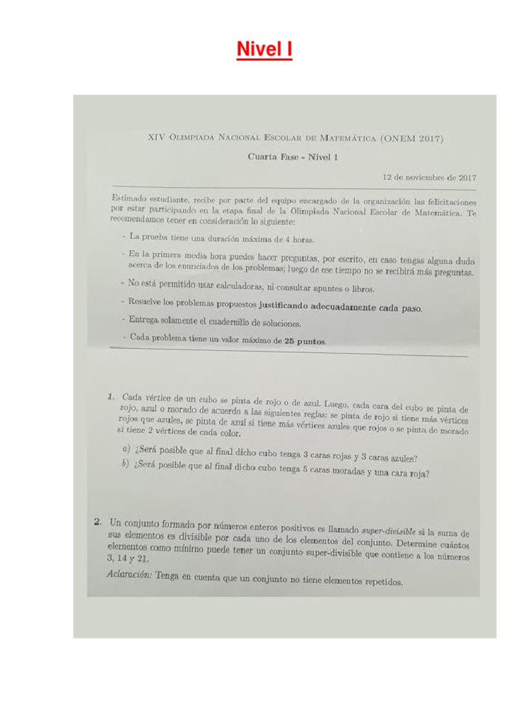 ONEM 2017 - Cuarta Fase | PDF