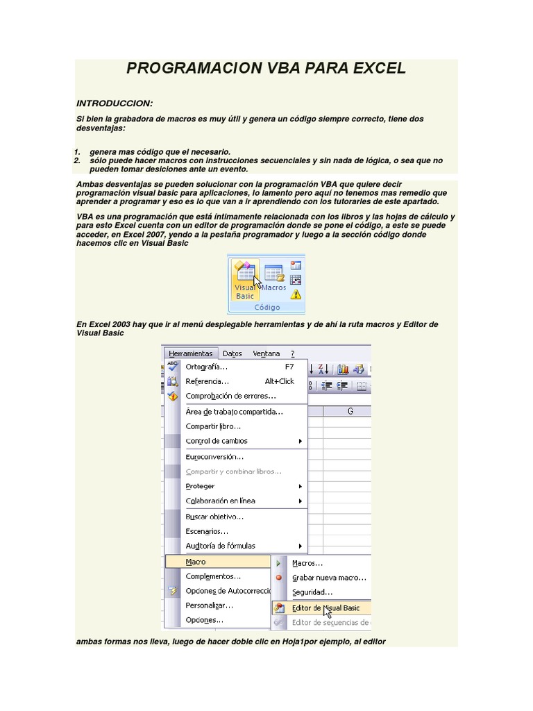 Programacion Vba Para Excel Pdf Microsoft Excel Macro Informática 6540