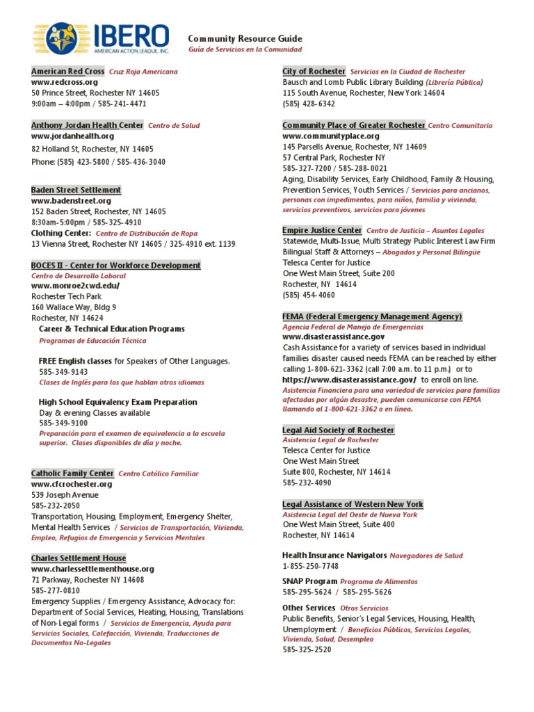 Community Resources Guide - Two Page Bilingual | PDF | Public Sphere ...