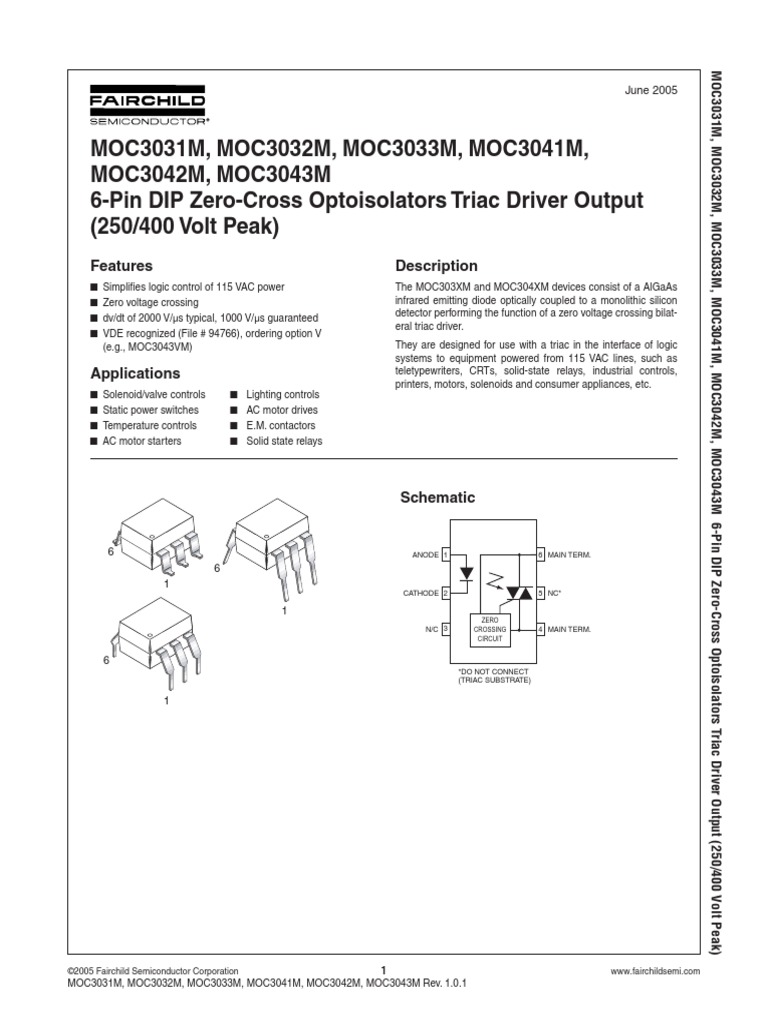 MOC3031 Datasheet PDF | PDF | Relay | Physical Quantities