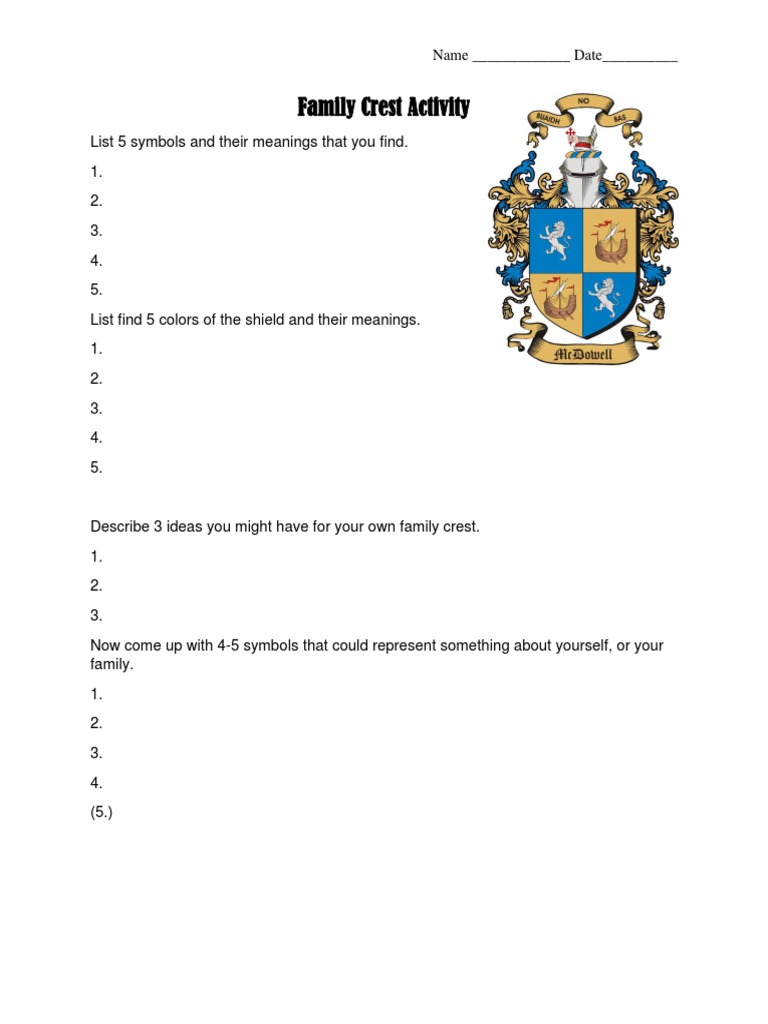 Family Crest Activity