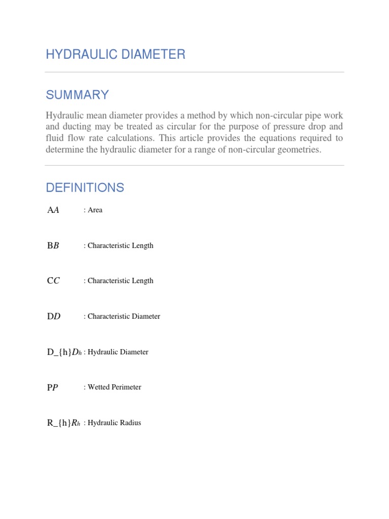 Understanding Hydraulic Diameter: Calculating Flow in Non-Circular ...