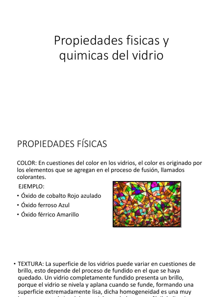 Propiedades Fisicas Y Quimicas Del Vidrio Pdf Lentes Densidad