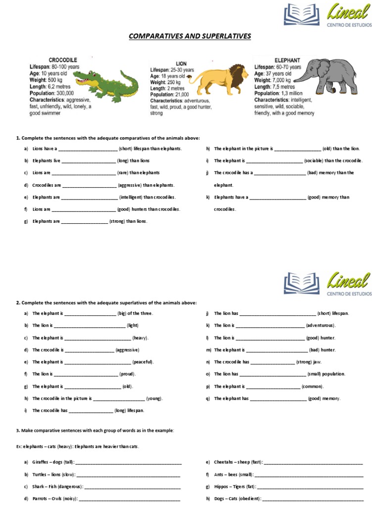 Comparatives and Superlatives | PDF | Crocodile | Lion