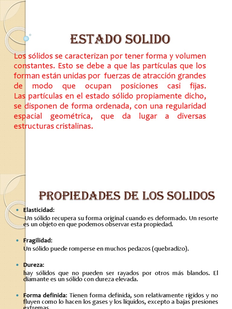 Propiedades y características del estado sólido | PDF | Cristal | Densidad
