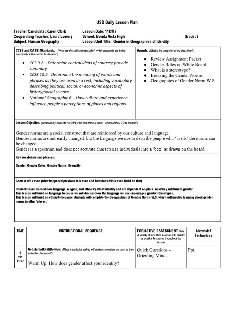 Gender Lesson | PDF | Gender Role | Gender