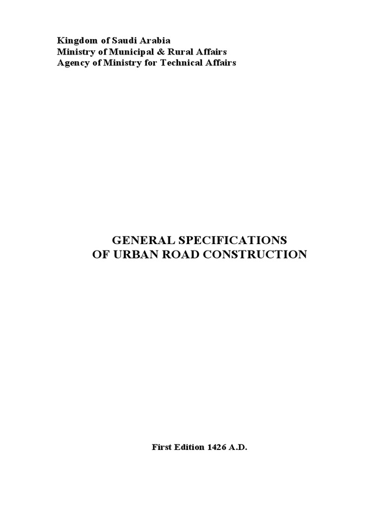 Urban Road Construction Specifications | PDF