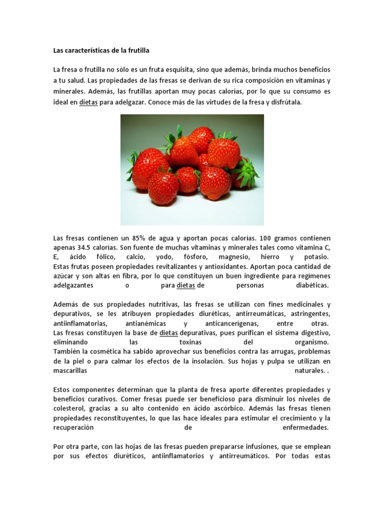Características de La Frutilla | Vino | Vitamina C