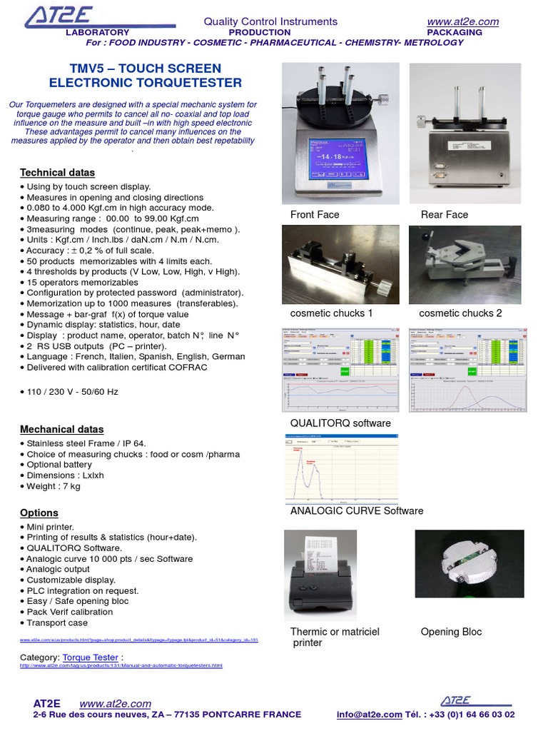 Torque Tester AT2E TMV5 | Download Free PDF | Calibration ...