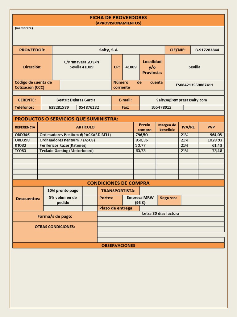 FICHA de PROVEEDORES-Aprovisionamiento-modificada (2) | Informática y tecnología de la ...