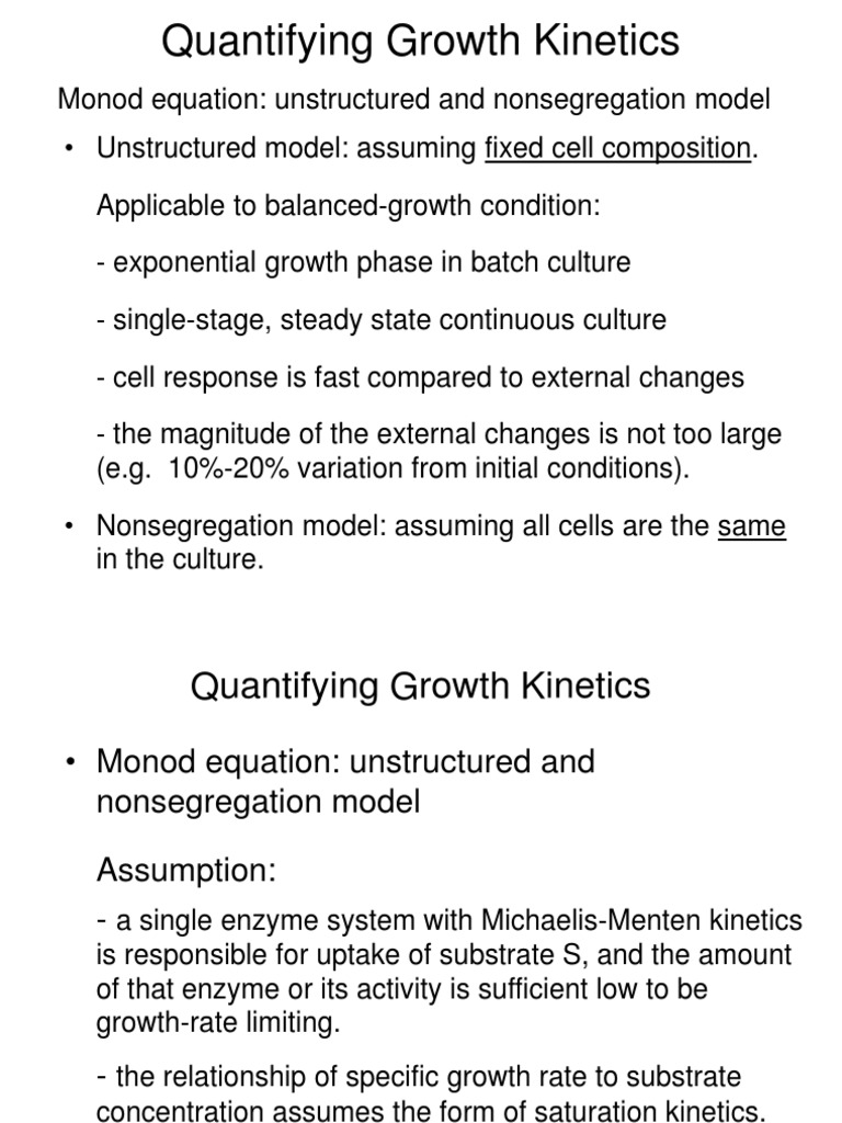 Lecture Notes-Growth Kinetics - Monod Growth Model | PDF